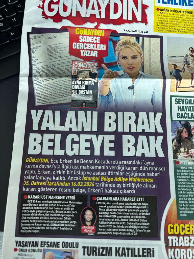 Ece Erken yalanladı! Sabah Gazetesi üst mahkeme kararını manşete taşıdı ...